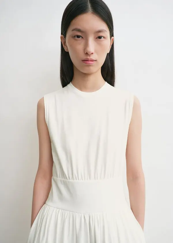 Toteme Sleeveless Cotton Tee Dress - Off White | Editorialist